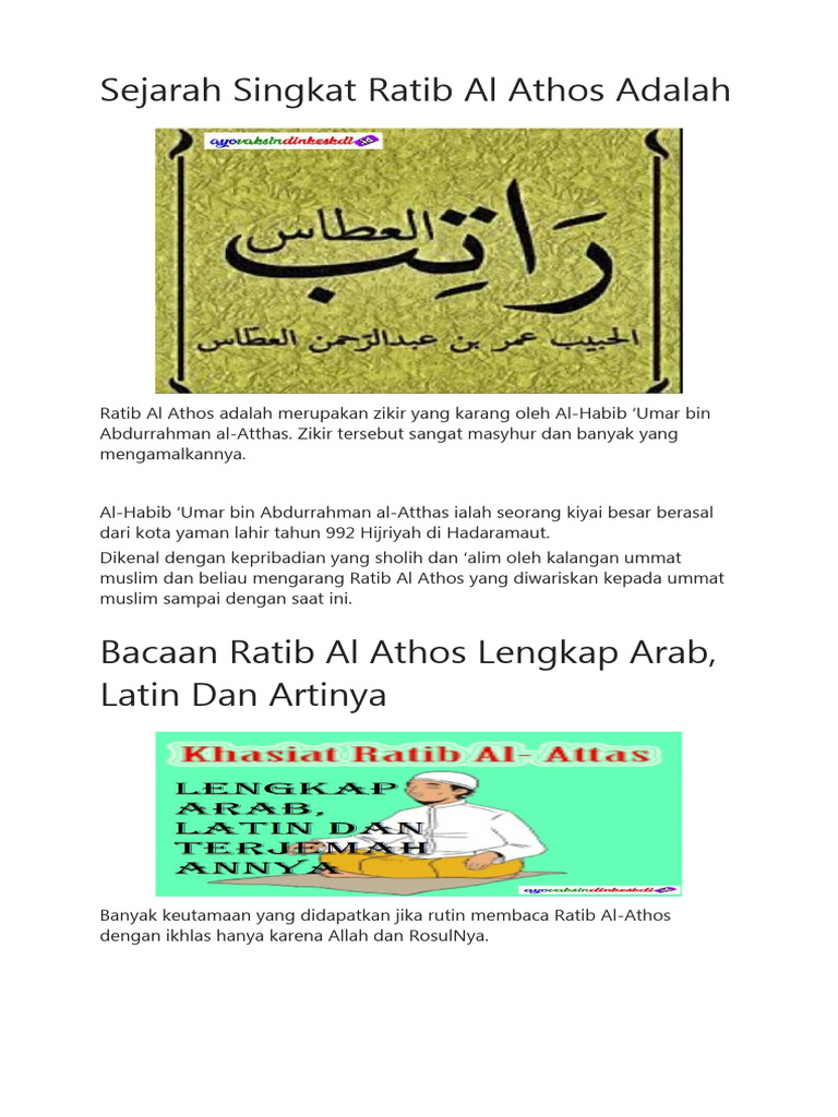 Sejarah Singkat Ratib Al AthoS & TERJEMAH | PDF