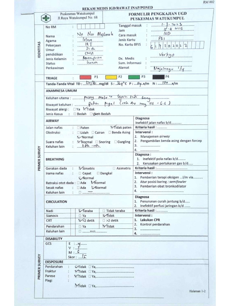 (Bukti) 1. Pengkajian Awal IGD | PDF