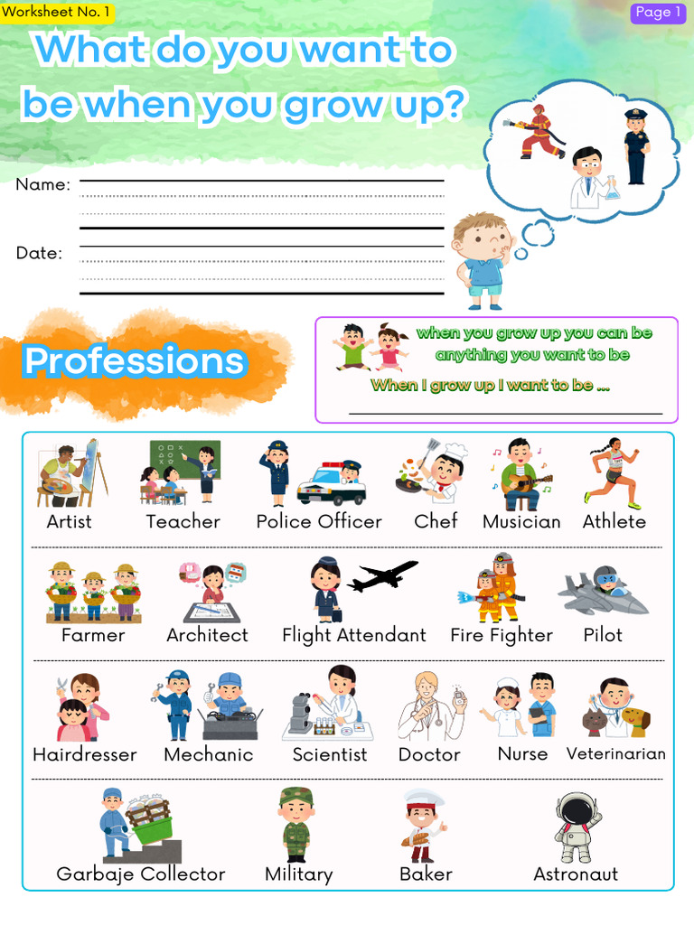WORKSHEET N1 What You Want To Be When You Grow Up | PDF