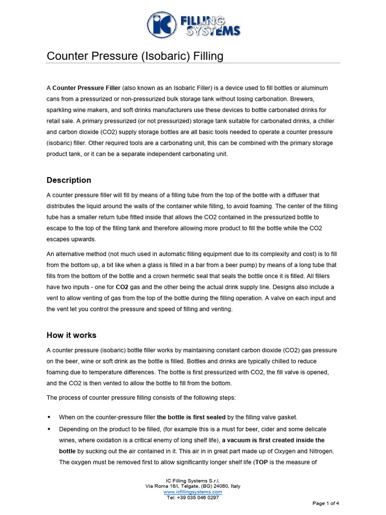 Isobaric Filling Process Explained | PDF | Carbon Dioxide | Beer
