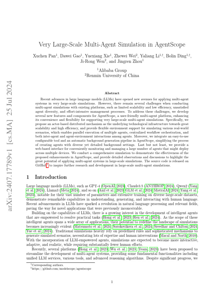 Very Large-Scale Multi-Agent Simulation in Agentscope | PDF | Simulation | Agent Based Model