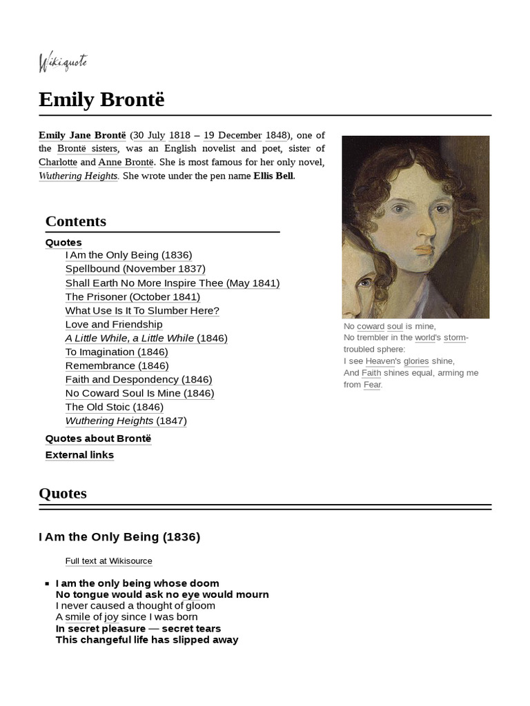Emily Brontë | PDF | Wuthering Heights | Brontë Family