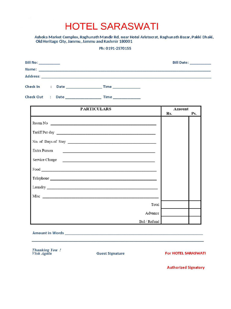 Hotel Bill - Page-0001 | PDF