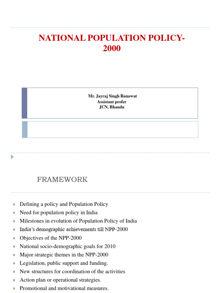National Population Policy | PDF | Policy | Family Planning