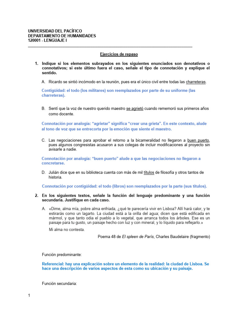 (SOL.) Ejercicios de Repaso para La PC3 | PDF | Estudios de idiomas extranjeros | Libros para ...