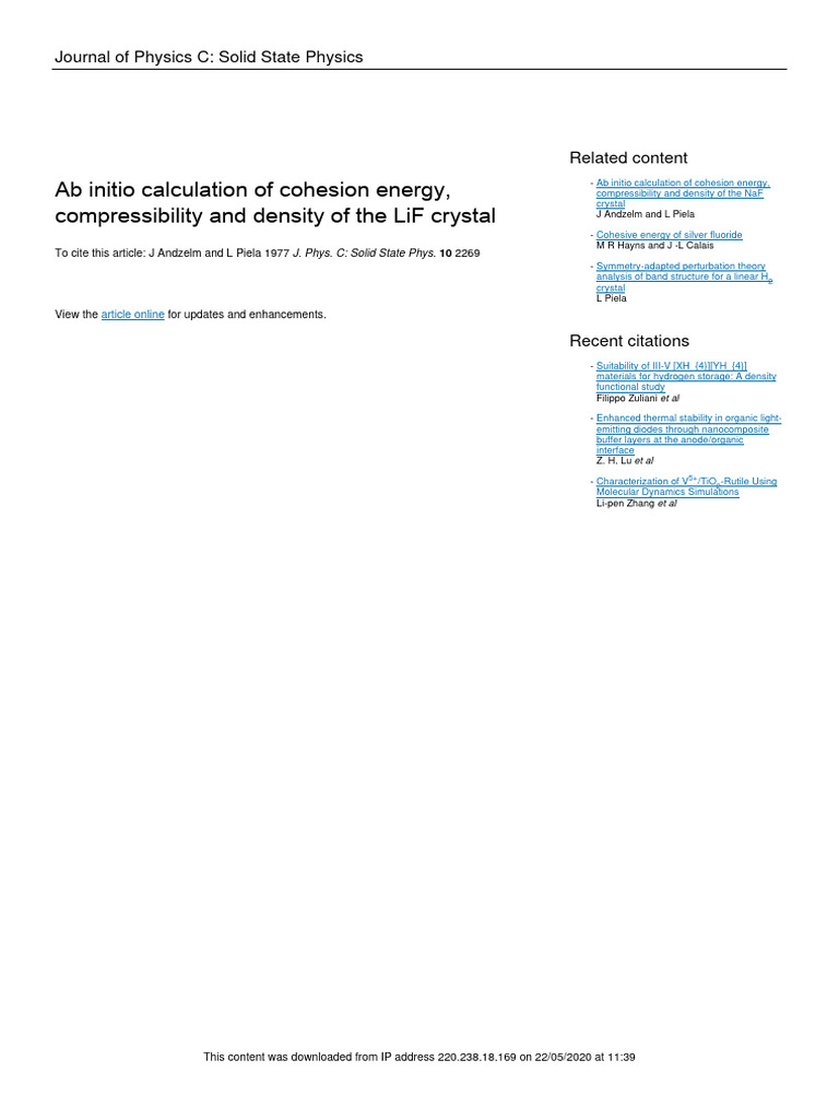LiF Density | PDF | Molecular Orbital | Hartree–Fock Method