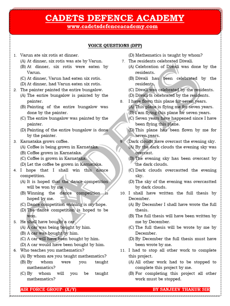 Voice Practice Questions PDF | PDF | War And Peace