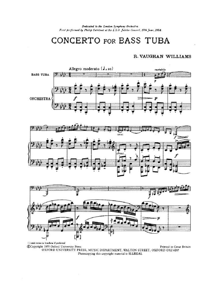 Partitura - Vaughan - Williams - 1 Movimiento-Tuba - Concerto | PDF