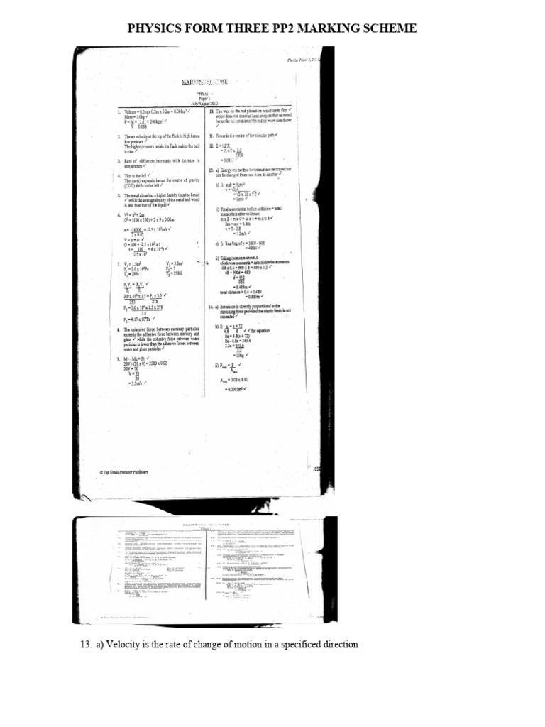 Physics F3 P2 Marking Scheme | PDF | Waves | Sound