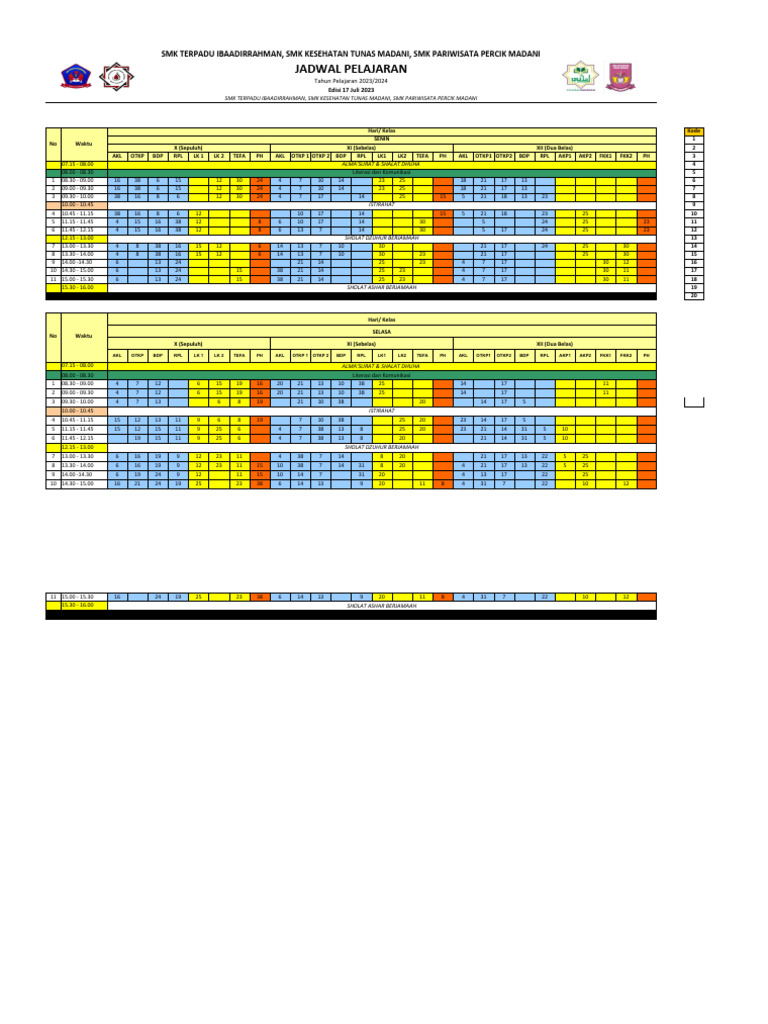 Jadwal KBM Full Rev. 17 Juli 2024 | PDF