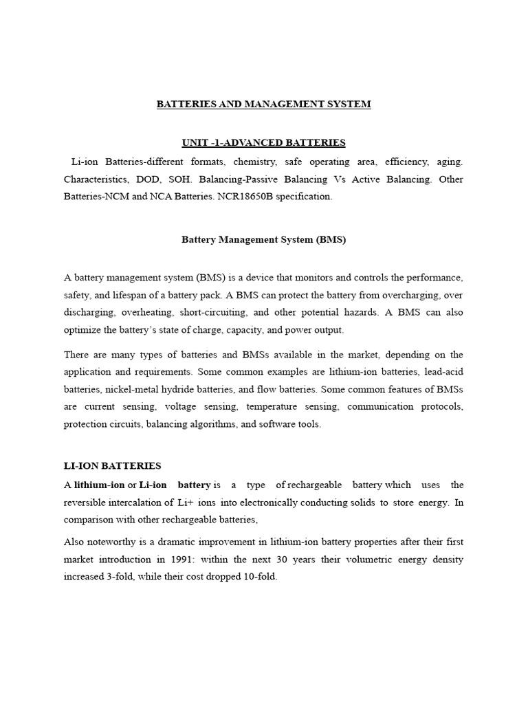 Lecture Notes-Battery Management System | PDF | Lithium Ion Battery ...