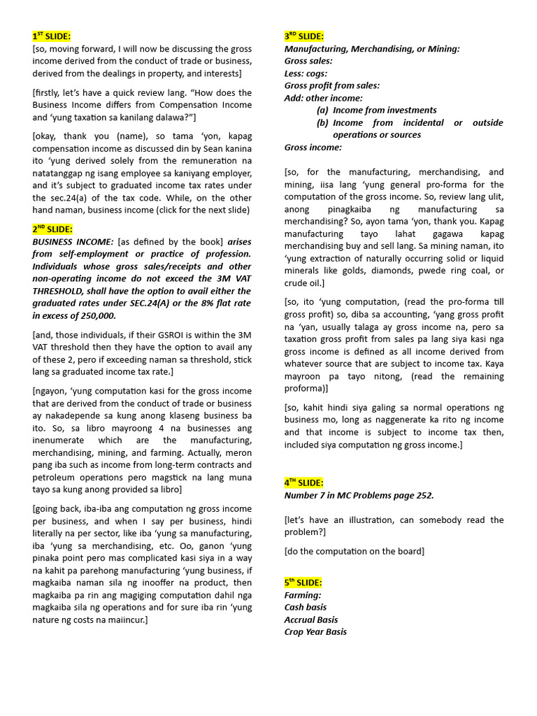 C7 Taxation Script | PDF | Gross Income | Taxes