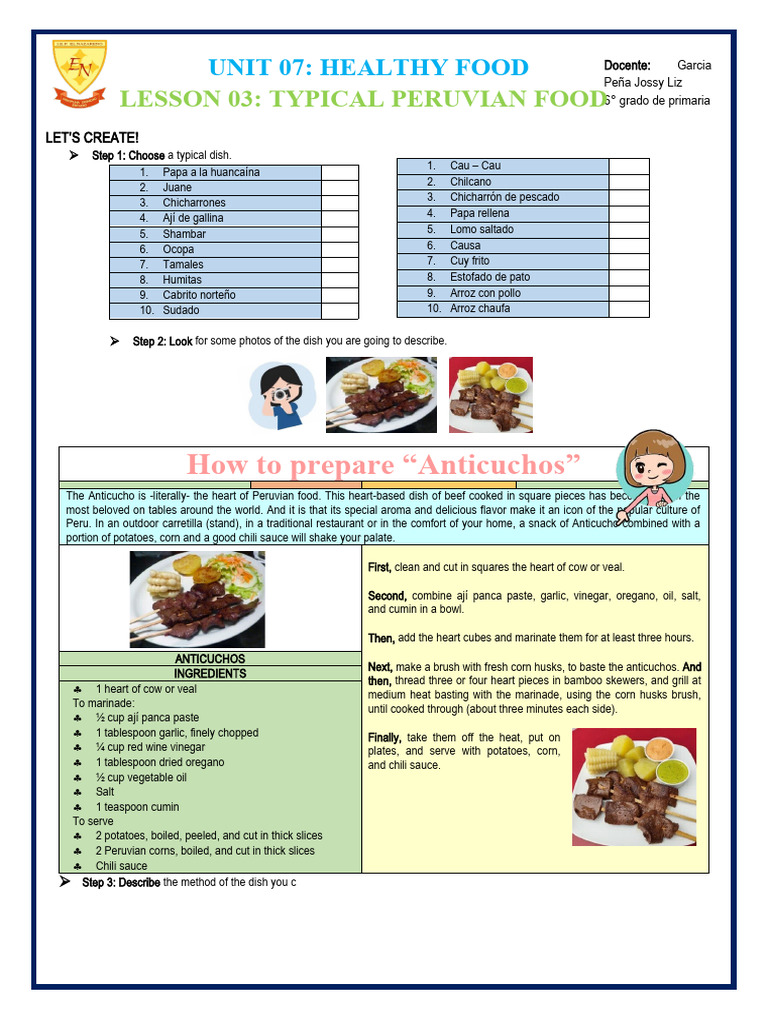 Lesson 03 - 6° Primaria - Vii Unidad | PDF | Food Ingredients | Foods
