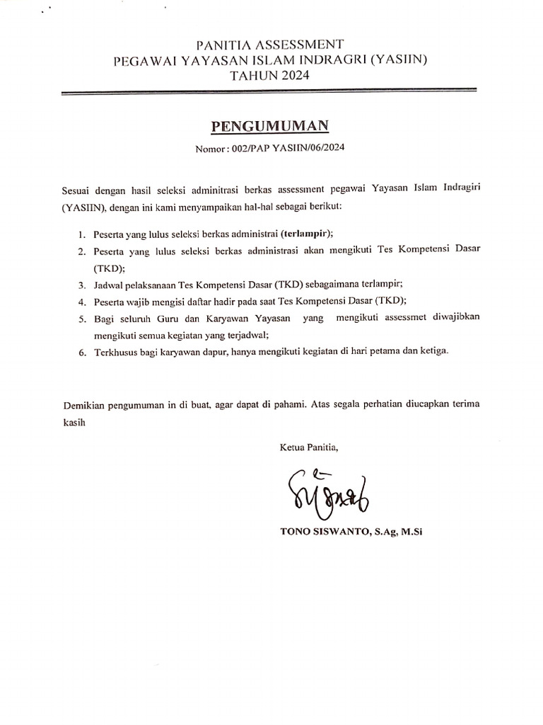 Pengumuman | PDF