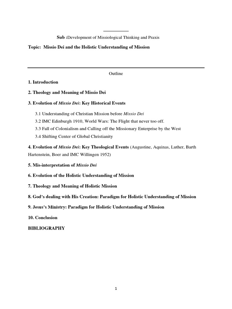 Missio Dei: A Holistic Mission Overview | PDF | Christian Mission | Trinity