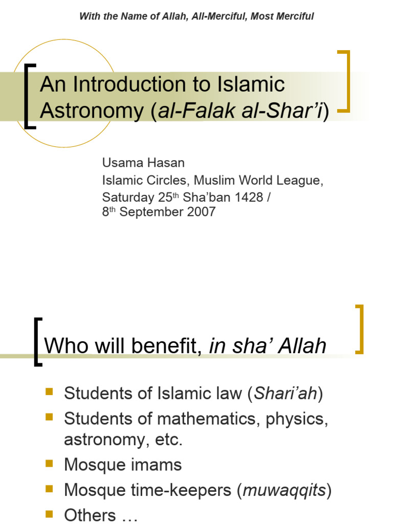 An Introduction To Islamic Astronomy | PDF | Sunset | Dawn
