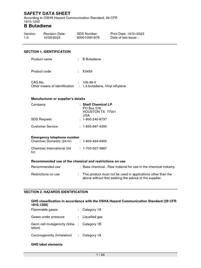 Butadiene Safety Guidelines | PDF | Safety | Occupational Safety And Health