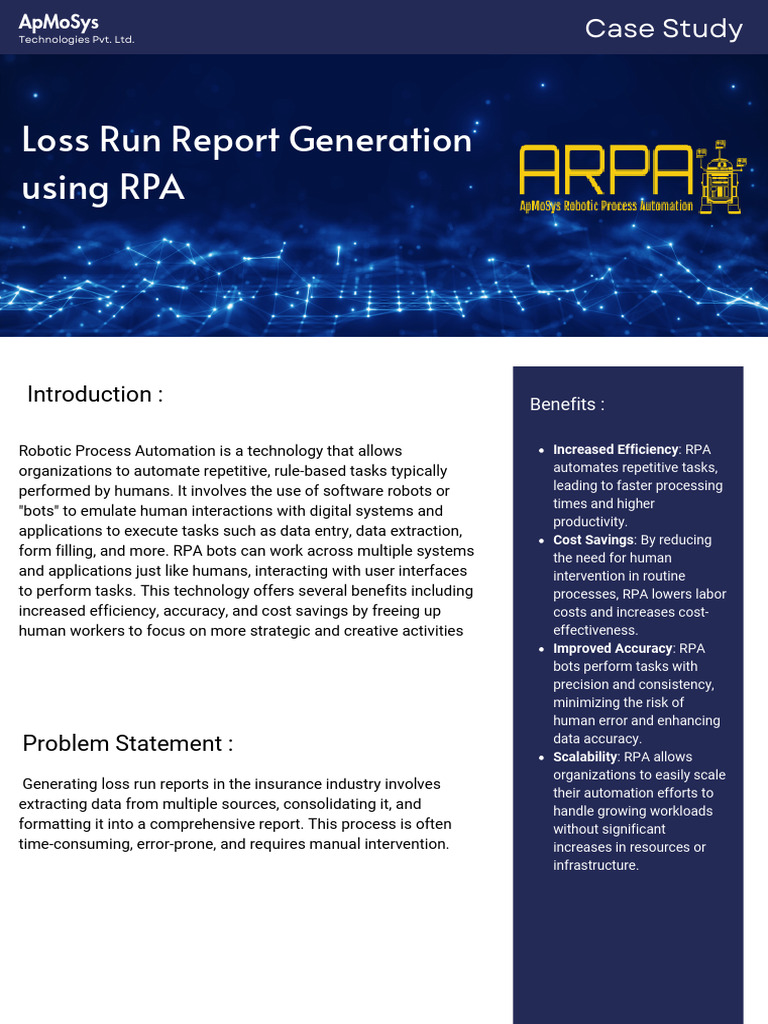 Loss Run Report Generation Using ARPA | PDF | Databases | Automation