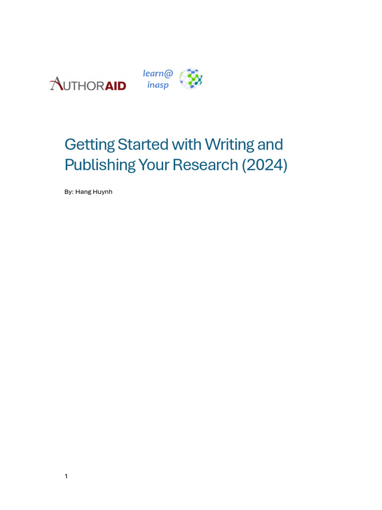 Getting Started With Writing and Publishing Your Research | PDF ...