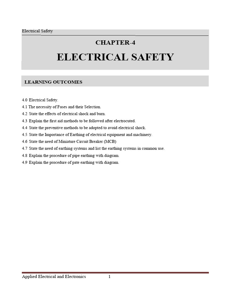 CH - 4 - Electrical Safety | PDF | Fuse (Electrical) | Building Engineering
