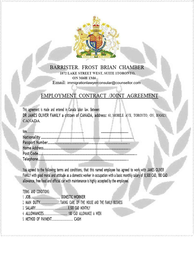 Canada Contract Agreement | PDF | Employment | Salary
