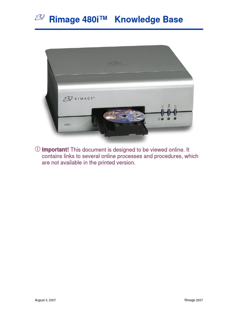 Rimage 480i Knowledge Base | PDF | Printer (Computing) | System Software
