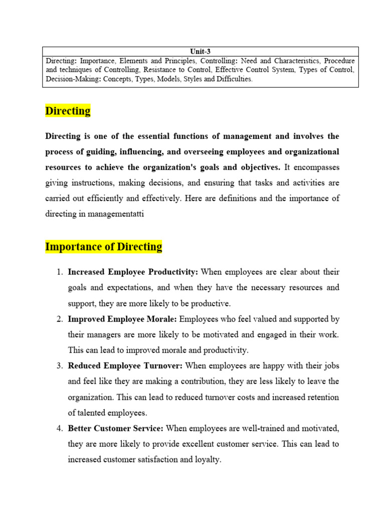 Management Unit-3 | PDF | Decision Making | Goal