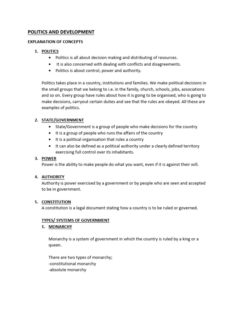 Understanding Politics and Governance Systems | PDF | Monarchy | Government