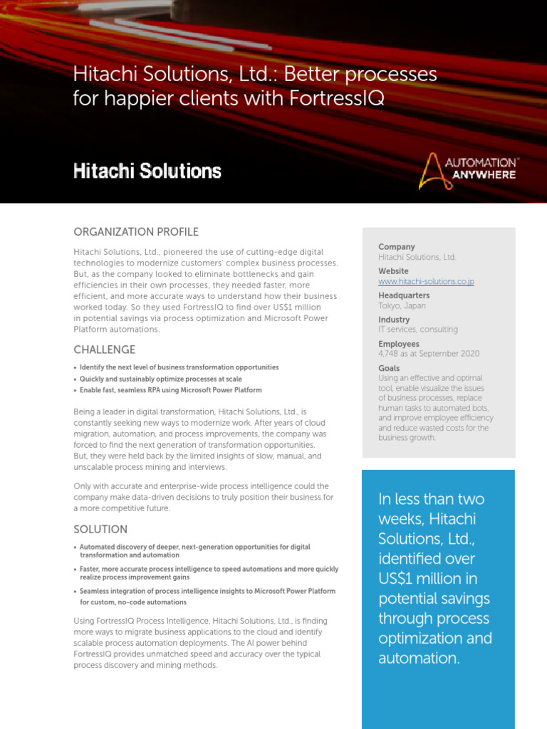 Case Study Hitachi en | PDF | Automation | Internet Of Things
