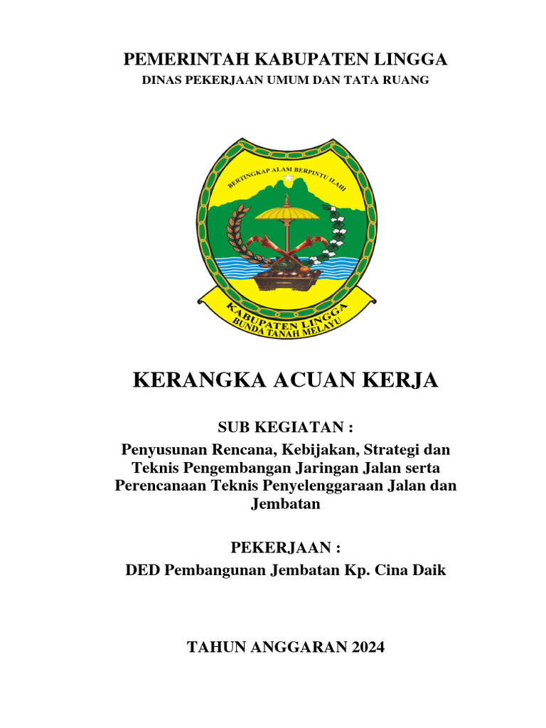 Uraian Singkat Pekerjaan DED Pembangunan Jembatan KP Cina.. | PDF