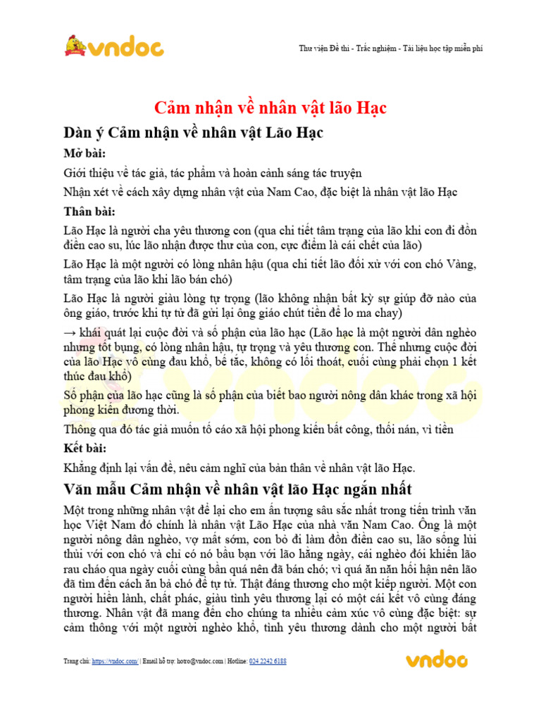 Cam Nhan Ve Nhan Vat Lao Hac | PDF