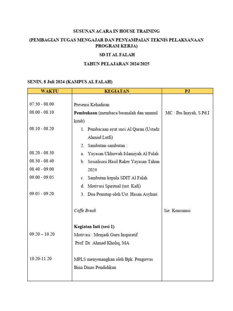 Susunan Acara RAKER | PDF | Ilmu Sosial | Kajian Bahasa Asing