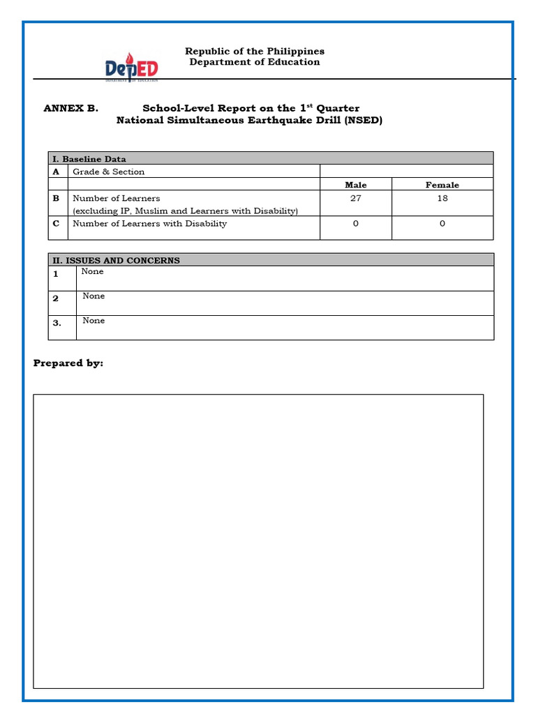 NSED DRILL Report | PDF