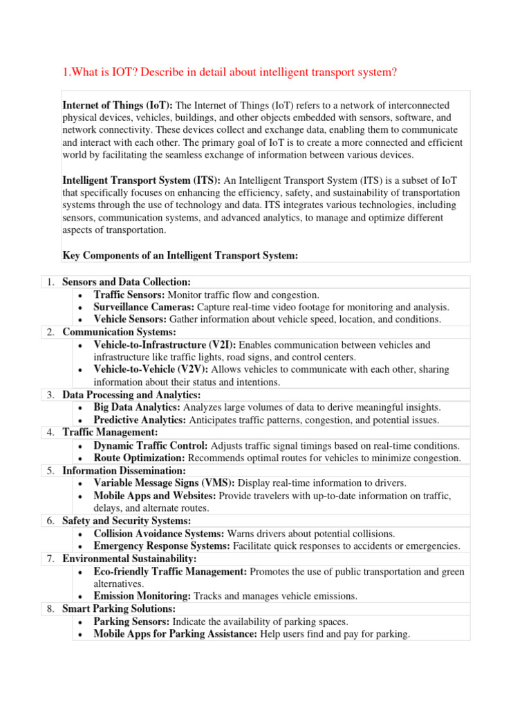 Unit 1 &2 &unit 3 Part 1 Important Questions Iot | PDF | Internet Of Things | Transmission ...
