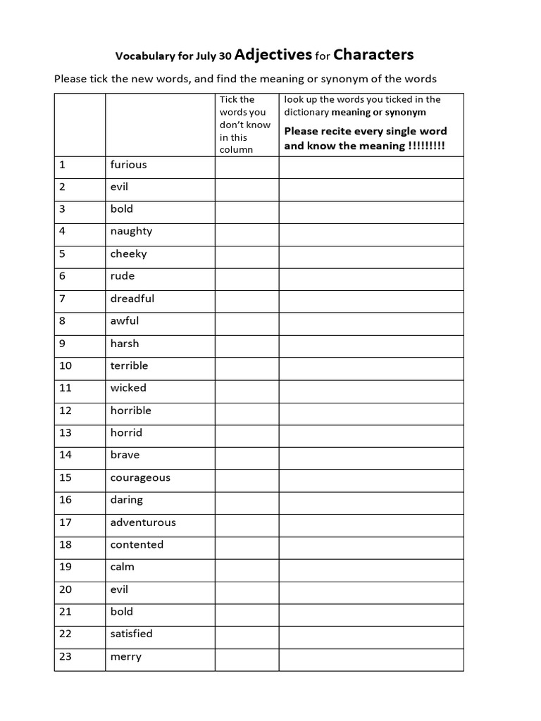 50 Words To Check Spelling July 30 A | PDF