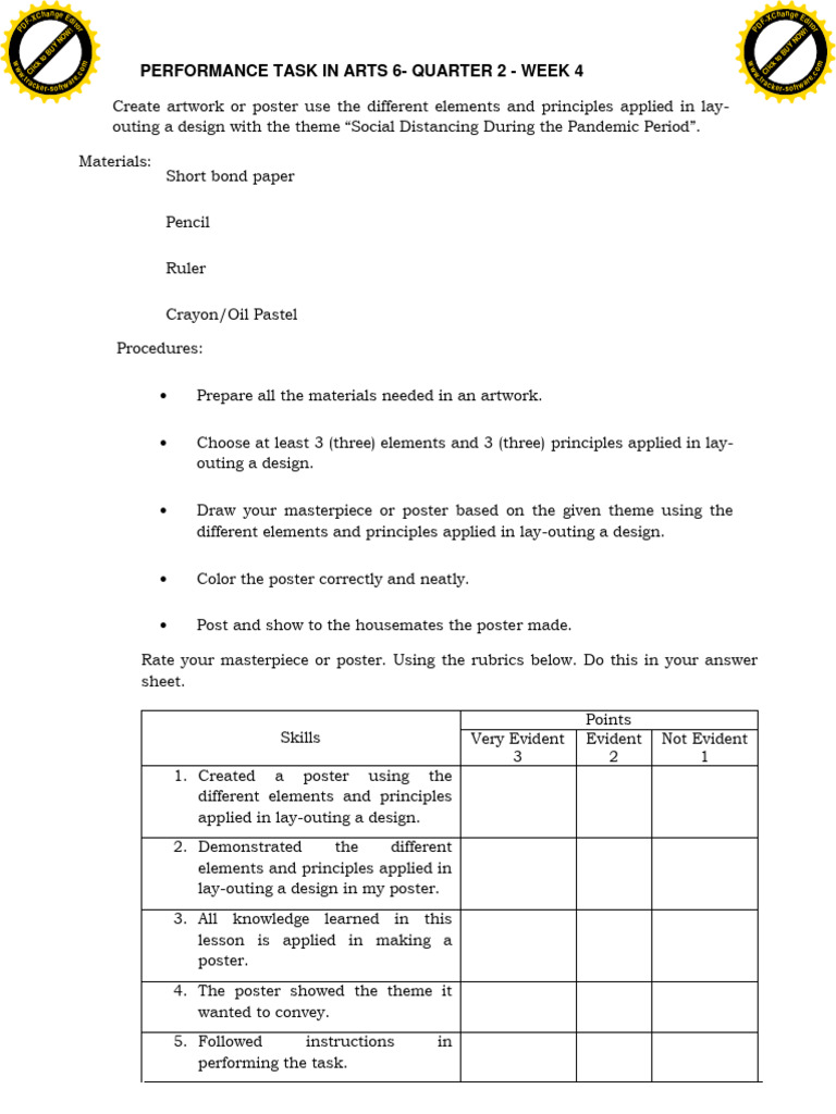 Performance Task in Arts WK 1 & 4 | PDF | Cognitive Science | Behavior ...