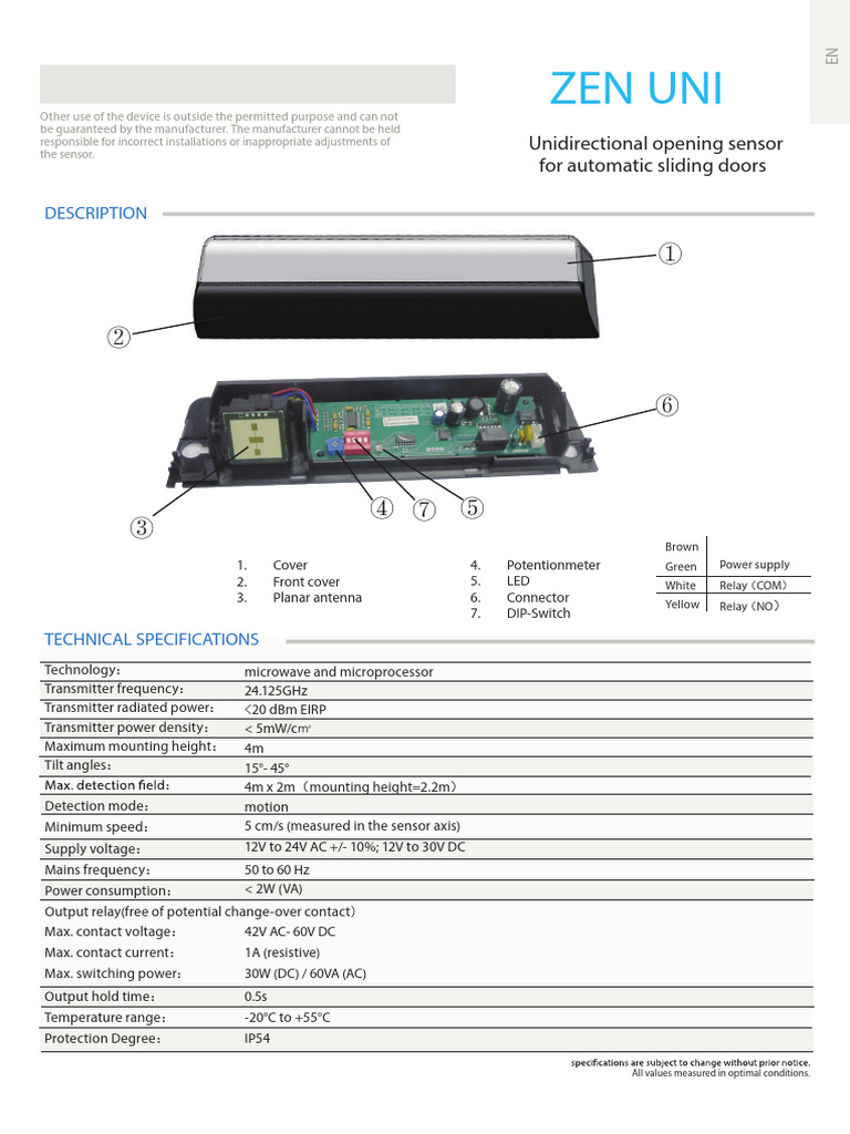 Unidirectional Sensor for Sliding Doors | PDF | Transmitter | Microwave