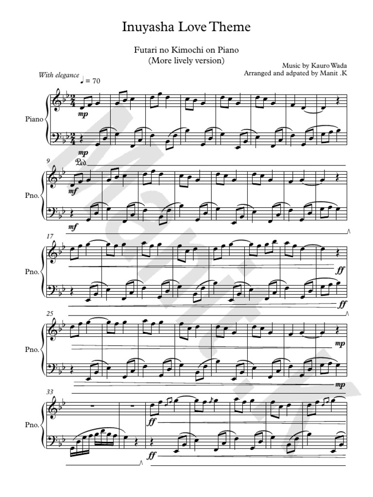 Thème d'amour Inuyasha au piano | PDF