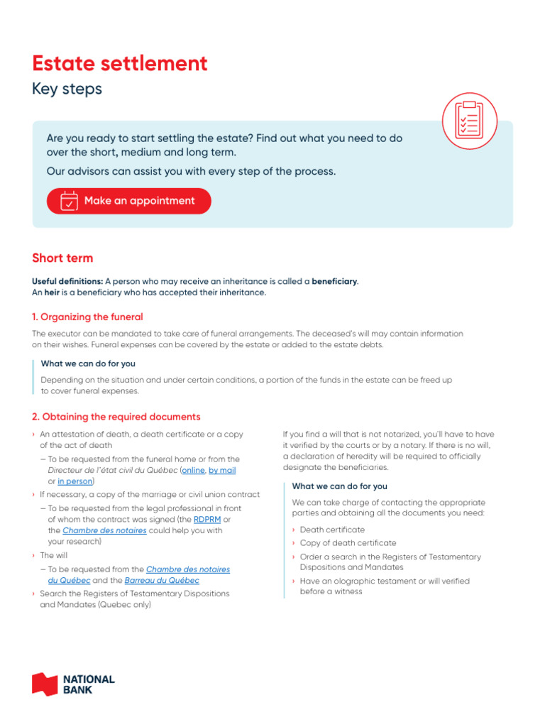 Brochure Estate Settlement | PDF | Insurance | Debt