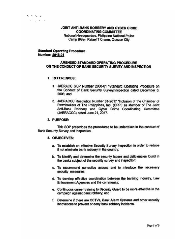 SOP 2017-02 Revised Standard Operating Procedure On The Conduct of Bank ...