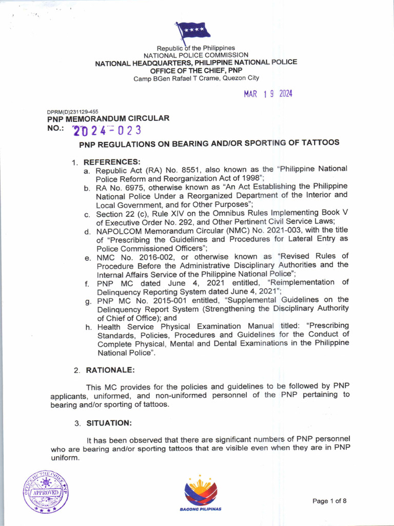 PNP MC No. 2024 023 PNP Regulations On Bearing and or Sporting of ...