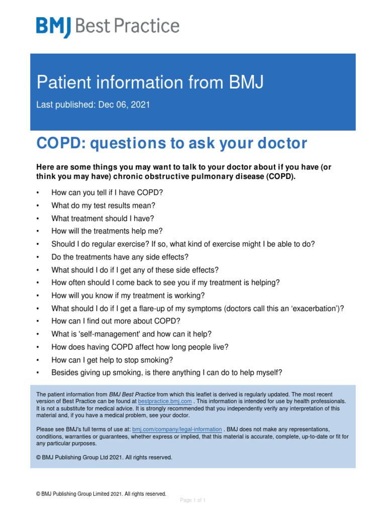 Copd Questions To Ask Your Doctor | PDF | Self-Improvement
