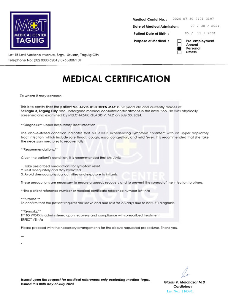 MCT Medcert 20240801 114043 0000 | PDF | Clinical Medicine | Health Care