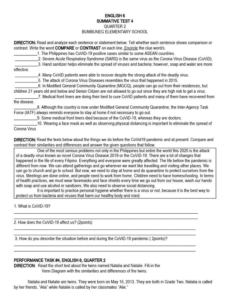 Eng6 ST4 Q2 | PDF | Microbiology | Causes Of Death