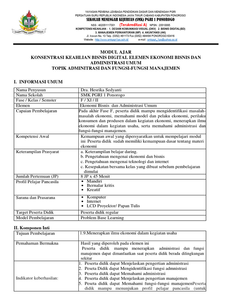 Modul Ajar Ekonomi Bisnis Digital | PDF