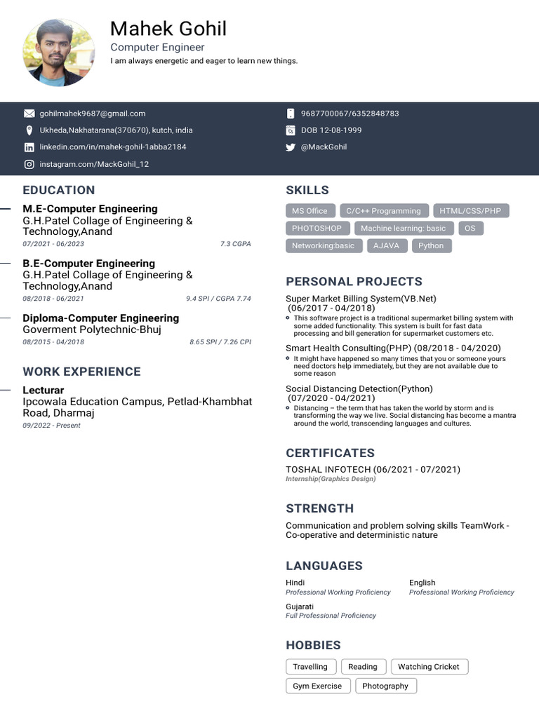Mahek's Resume | PDF | Computing | Computer Science