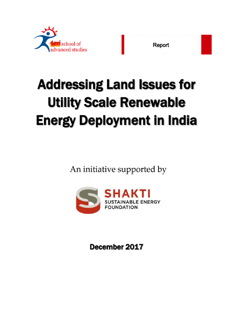 Study Report Addressing Land Issues For Utility Scale Renewable Energy ...