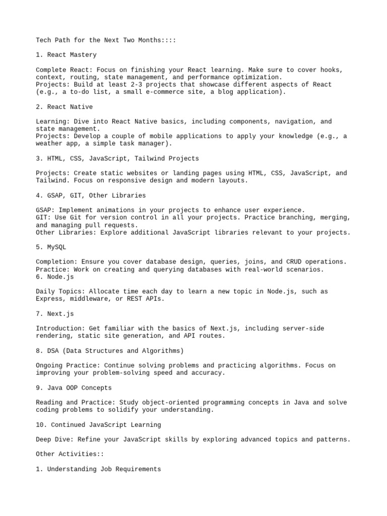Tech Learning Path: React to Java OOP | PDF | Java Script | Computing