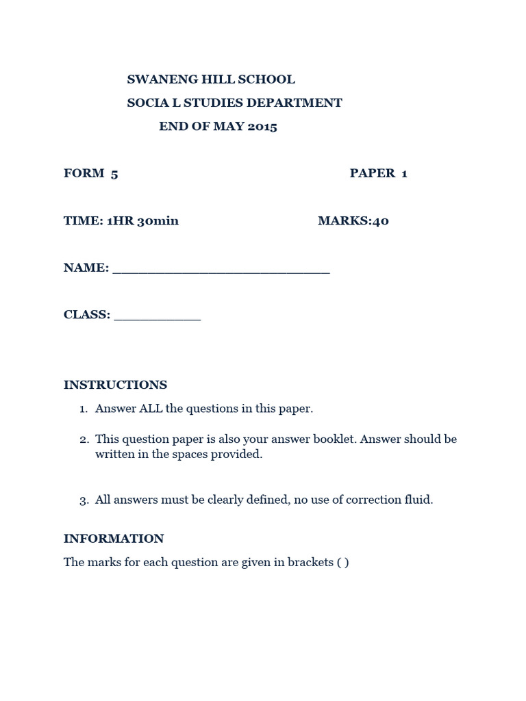 End of Term 1-Form4 pp3 | PDF | Questionnaire