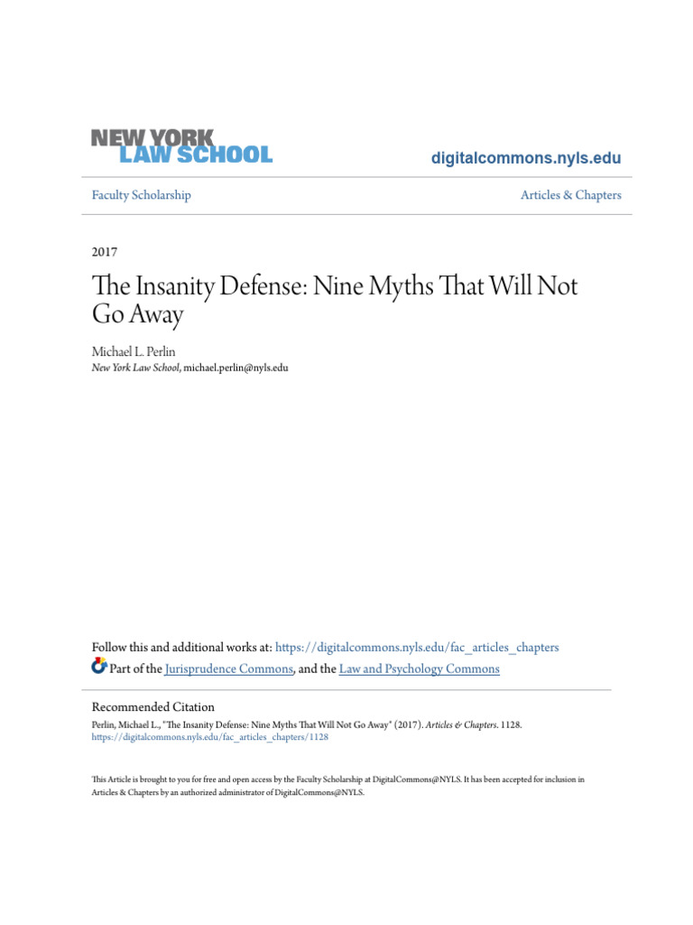 Myths of the Insanity Defense Explained | PDF | Insanity Defense | Felony